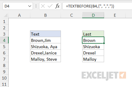 Excel TEXTBEFORE function | Exceljet